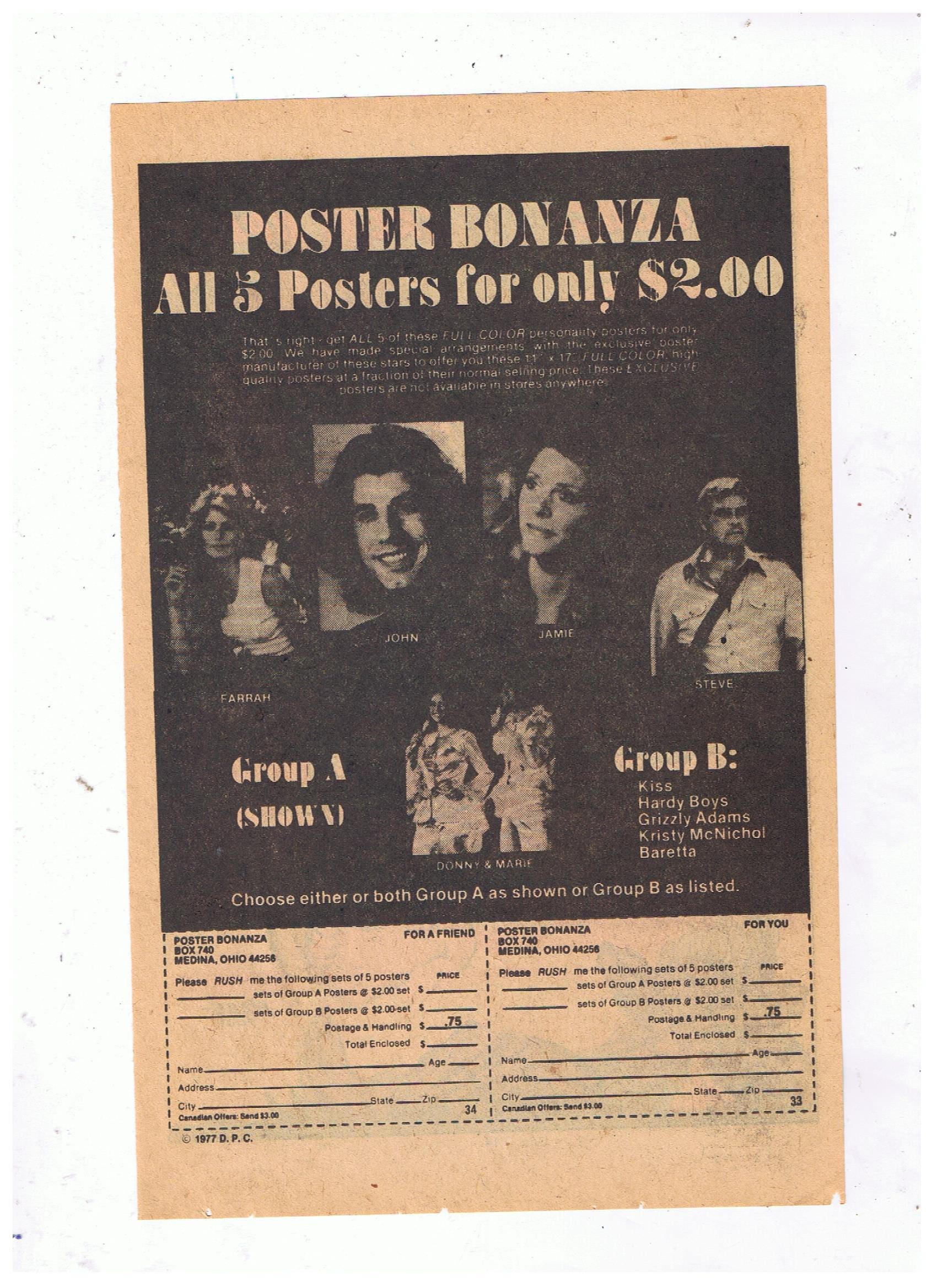 1977 Celebrity Posters Original Vintage Advertisement John | Etsy