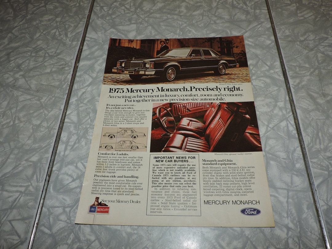 1975 FORD Mercury Monarch Authentic Vintage Car Print Advertisement - Etsy