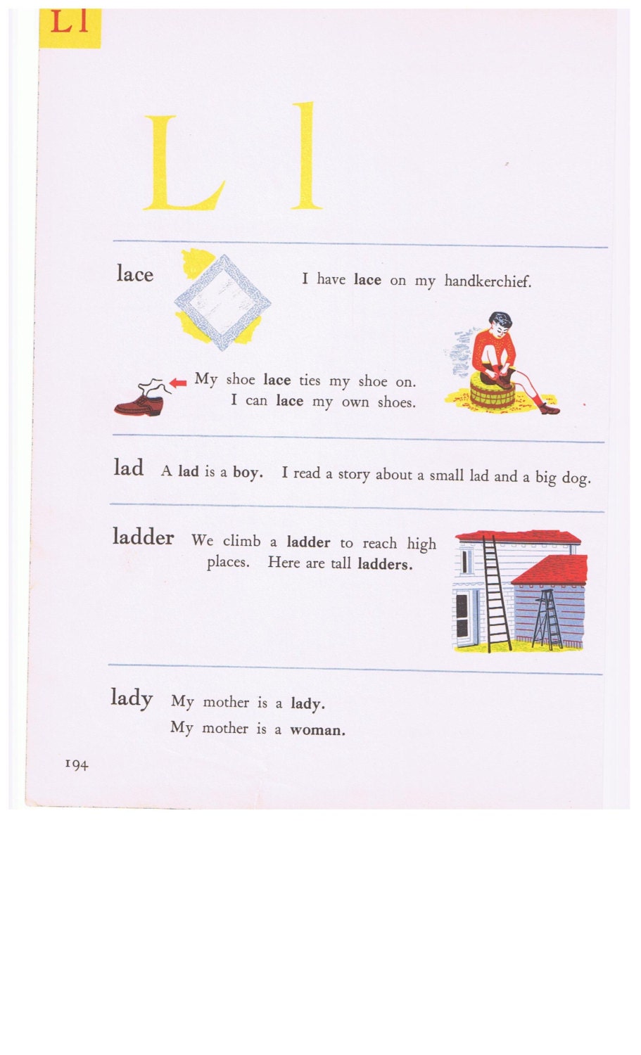 Letter L Vintage ALPHABET Full Page Children's Book | Etsy