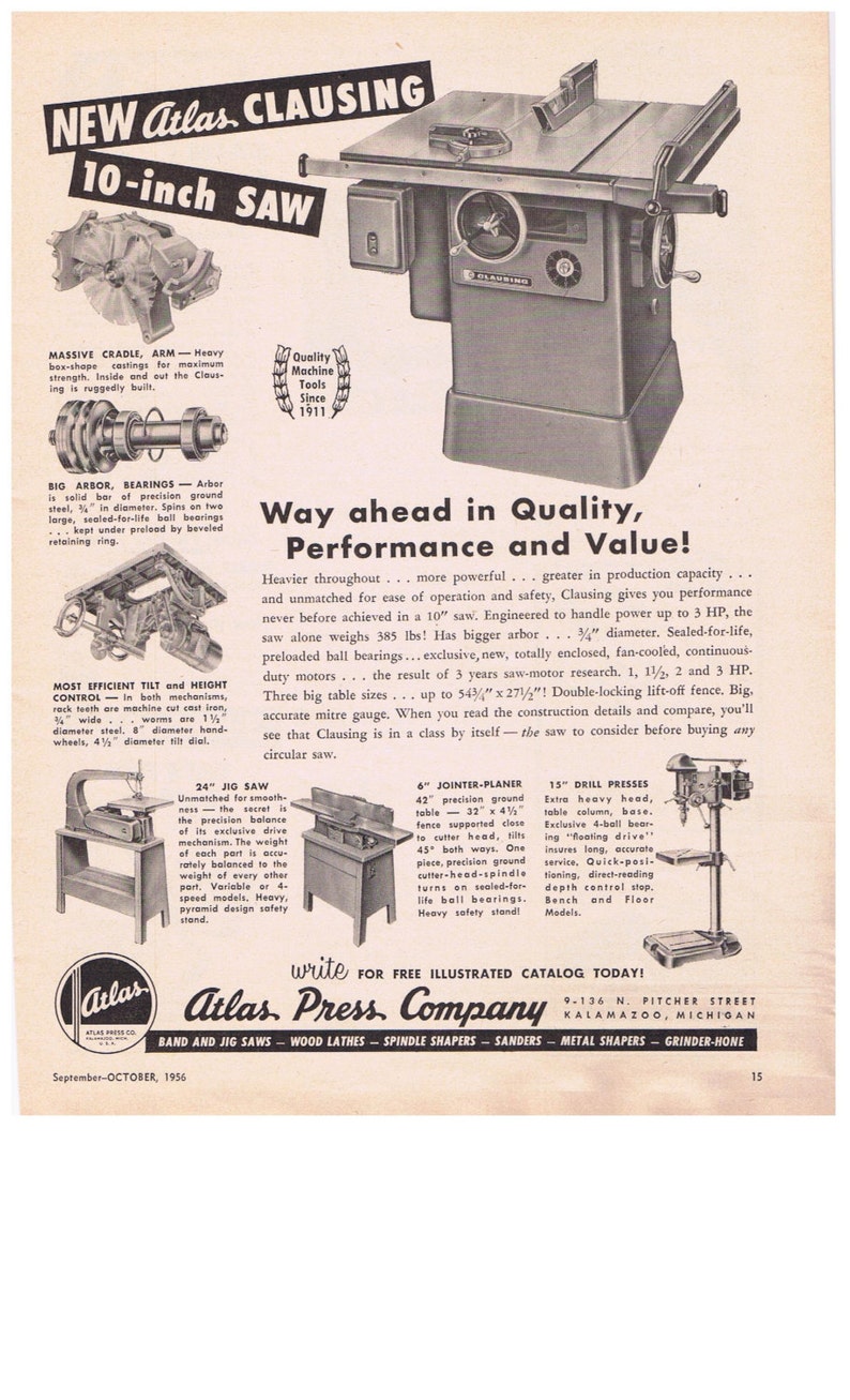 5x 1950s Atlas Table Saw Power Tools Antique Tool | Etsy
