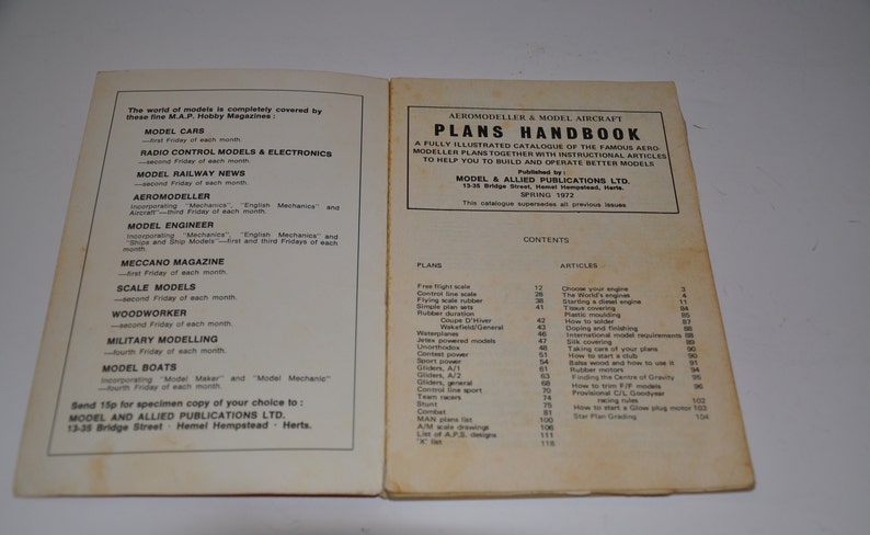 Plans Handbook 1: Aeromodelling 1972 Vintage Softcover Book - Etsy
