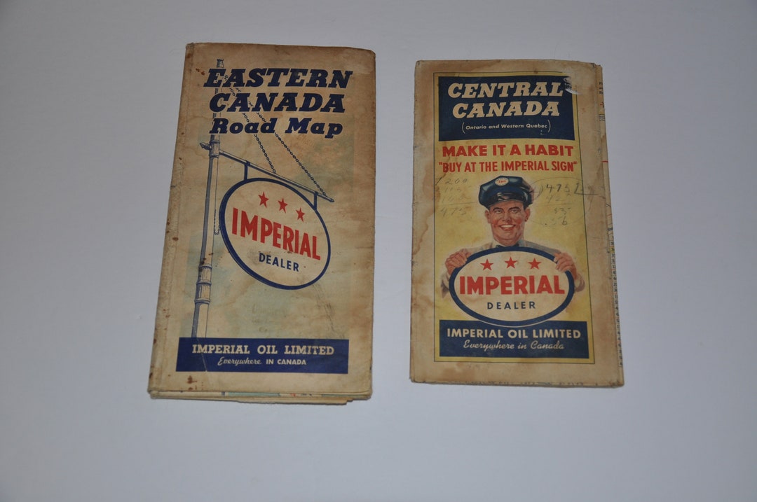 2 X Imperial Oil Maps 1938 Eastern Canada and 1941 Central Canada ...