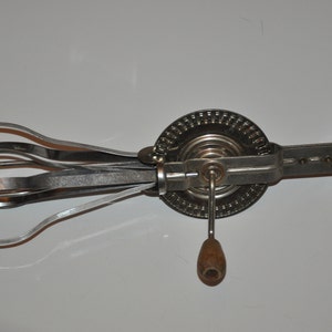 Vintage Egg Beater Hand Held Crank Mixer Wood Handle Rustic Kitchen ...