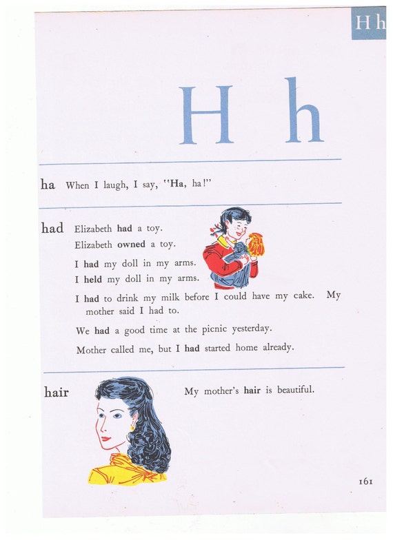 Letter H Vintage ALPHABET Full Page Children's Book | Etsy