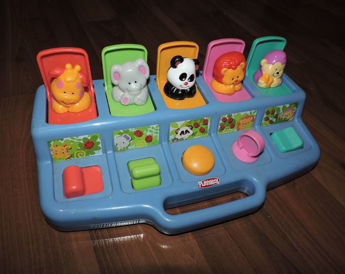 Playskool Busy Poppin' Pals Pop-up Zoo Jungle Safari Animals Vintage ...
