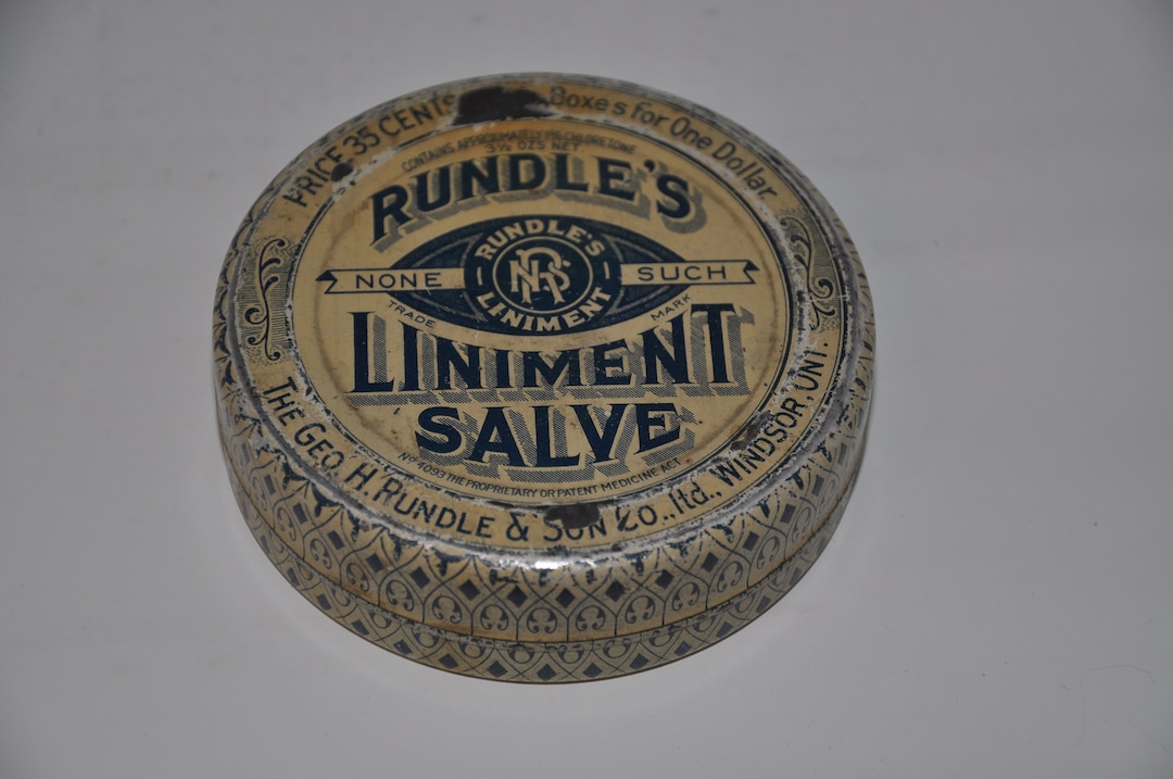 Vintage Liniment Tin Rundle's Liniment Salve Empty Medicinal Container ...