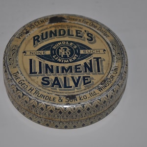 Vintage Liniment Tin Rundle's Liniment Salve Empty Medicinal Container ...