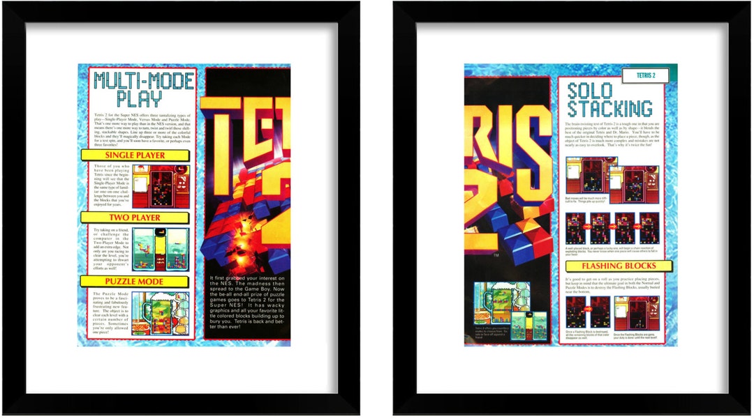 TETRIS 2 1994 2 Page SNES Vintage Video Game Ad Feature - Etsy