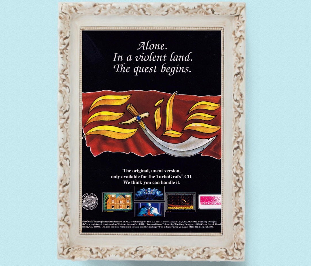 1992 EXILE Sega Genesis Vintage Video Game Ad - Etsy