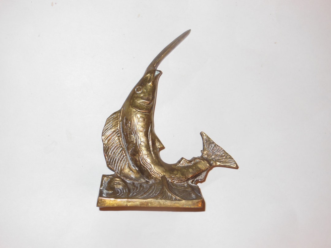 Vintage Brass Fish Swordfish Figurine Sword Fish Figure - Etsy