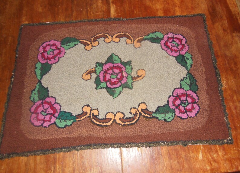 Vintage Floral Hooked Rug Flowered Area Rug - Etsy