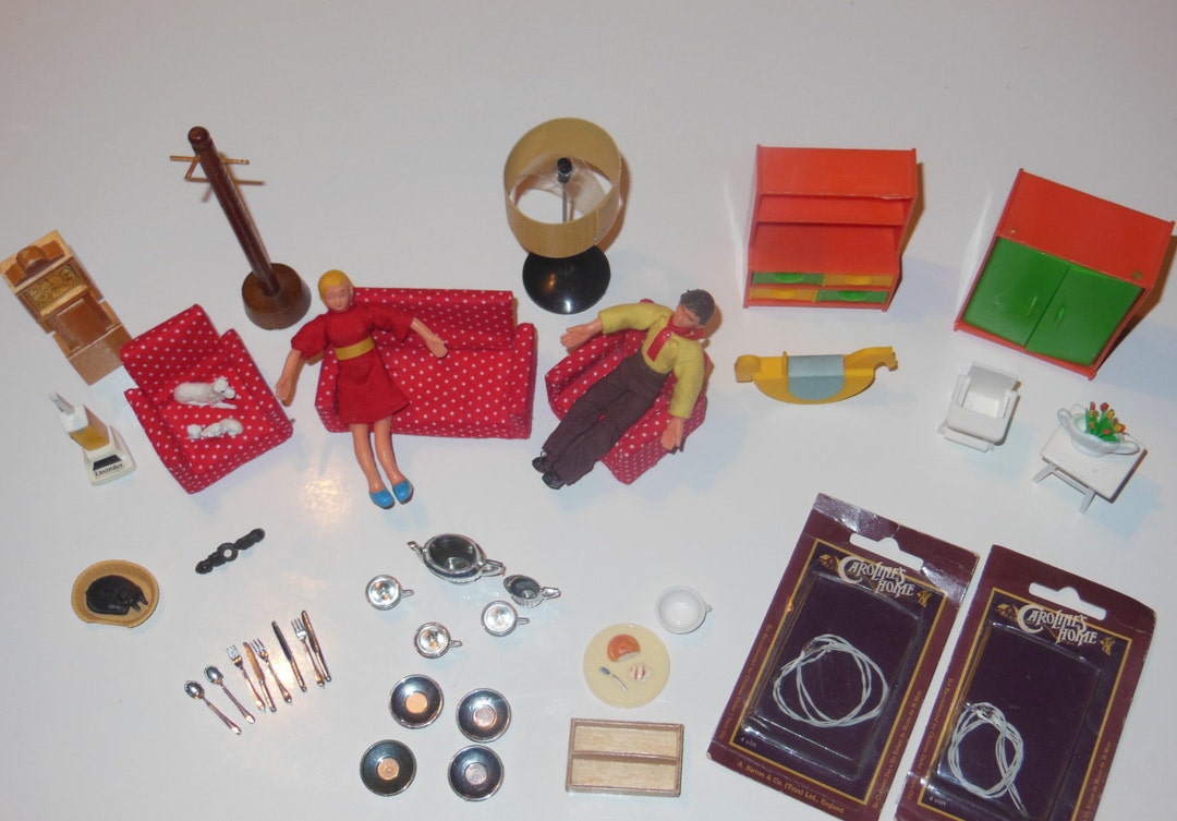 Miniature Dollhouse Furniture, Dolls and Accessories Lot - Etsy