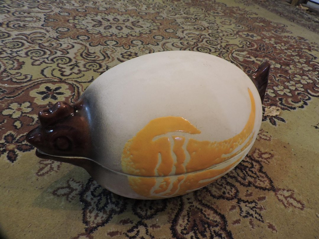 Vintage Carillon Chicken Clay Cooker Large Cocotte Jacques Garnier ...