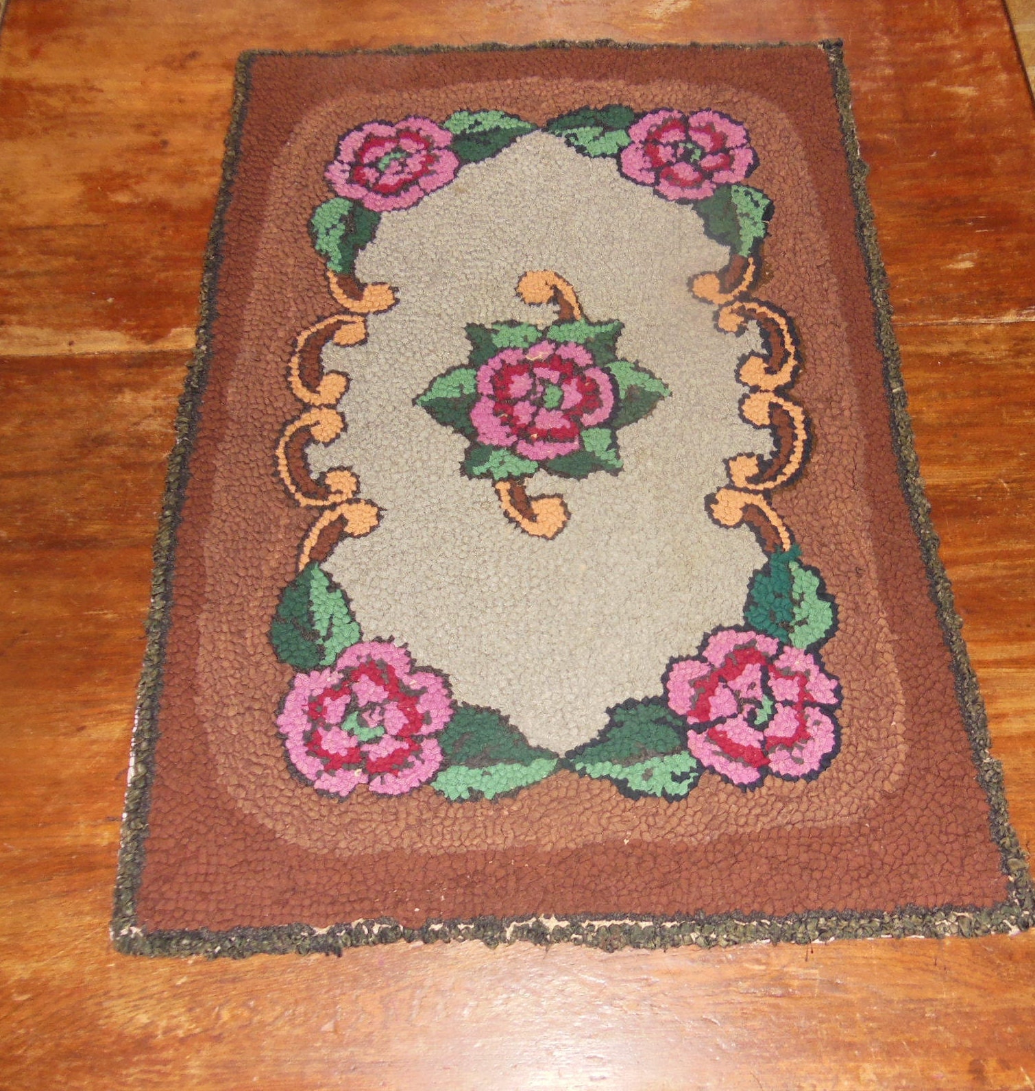 Vintage Floral Hooked Rug Flowered Area Rug | Etsy