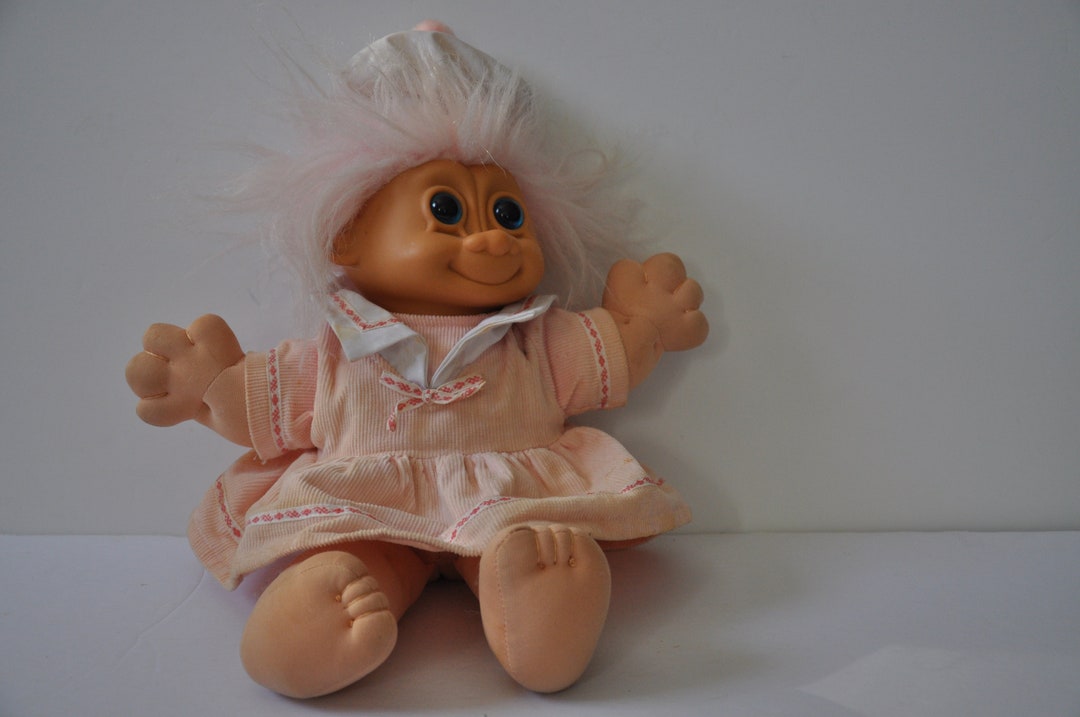 Large Russ Pink Hair Troll Kidz Plush Doll W Pink Corduroy Dress Hat ...