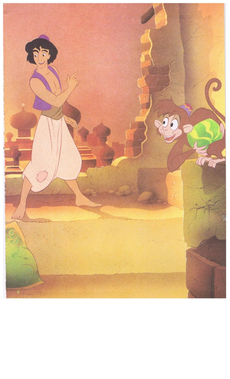 4x Disney Aladdin Vintage Full Page Childrens Book Prints - Etsy