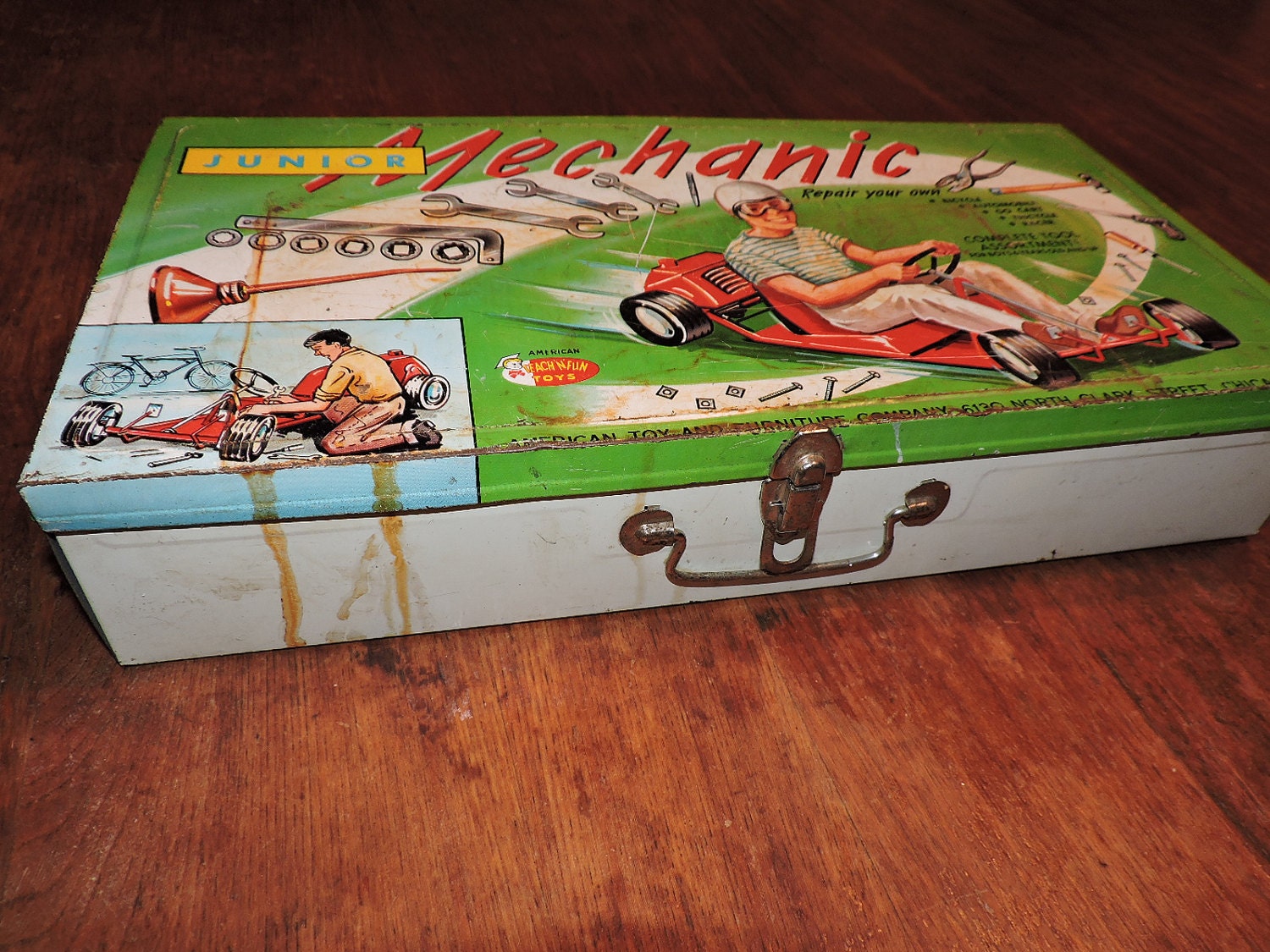 1950s Junior Mechanic Metal Toy Box With Hinged Lid & Latch | Etsy