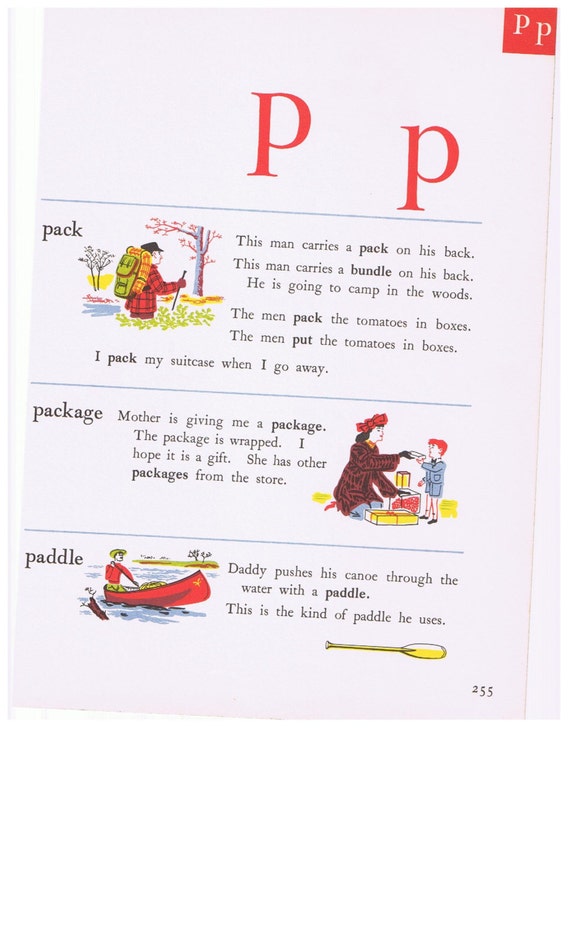 Letter P Vintage ALPHABET Full Page Children's Book - Etsy