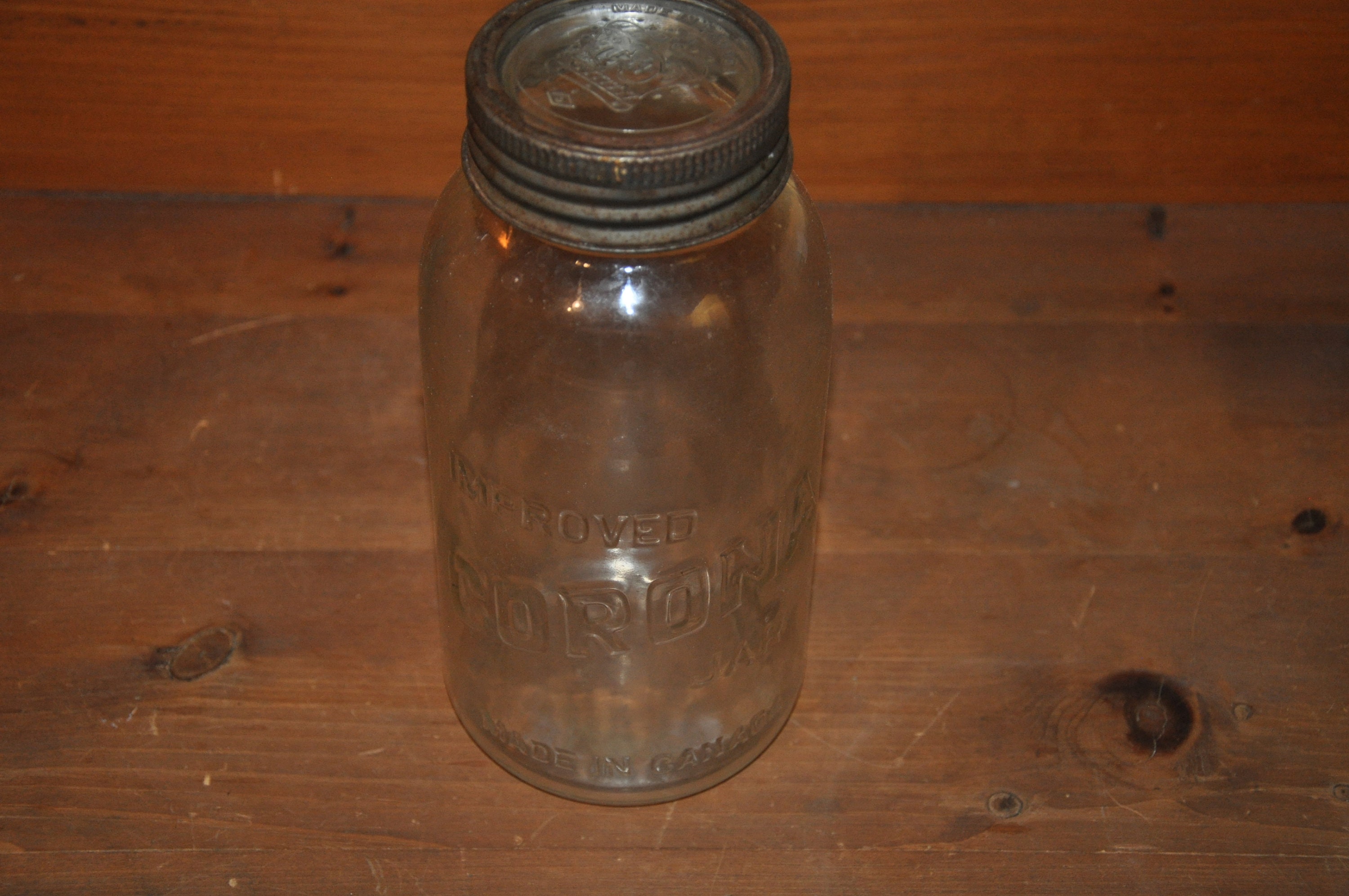 Vintage Large Glass Corona Canning Jar With Crown Glass Lid and Zinc ...