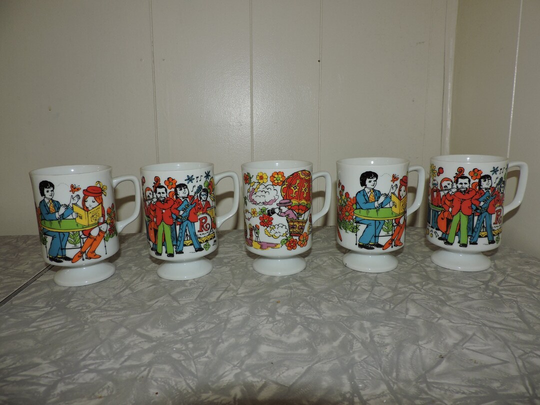 5 Funky Vintage Stemmed Ceramic Coffee Cups Lot of 5 Story Mugs - Etsy