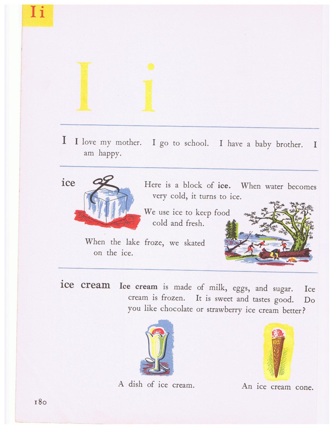Letter I Vintage ALPHABET Full Page Children's Book Illustration - Etsy