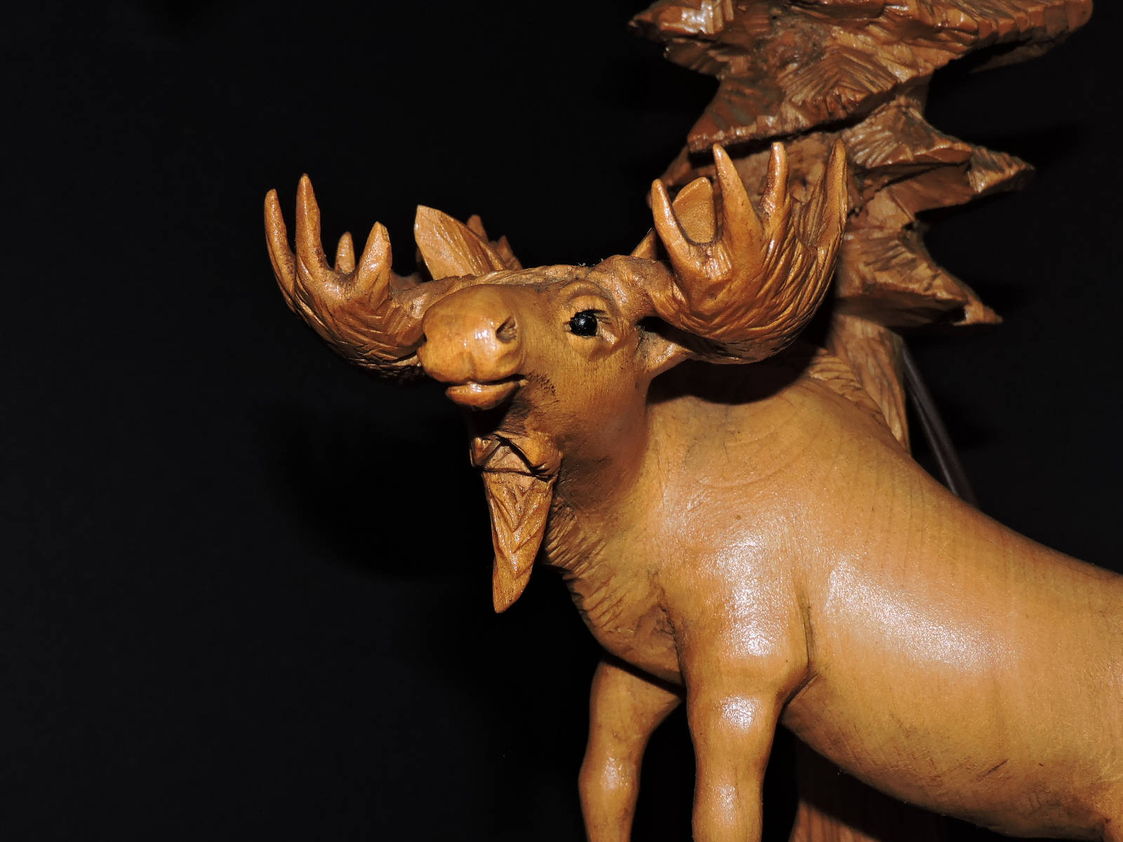 Antique Hand-Carved Tree Stump Moose Lamp Tested & Working | Etsy