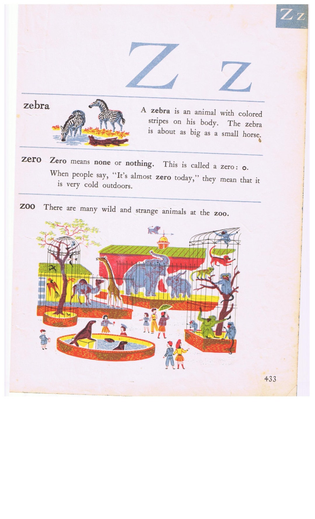 Letter Z Vintage ALPHABET Full Page Children's Book Illustration - Etsy