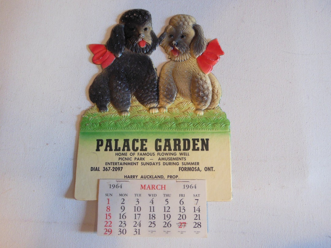 1964 Embossed Poodle Puppies / Dogs Calendar Made in Western Germany - Etsy