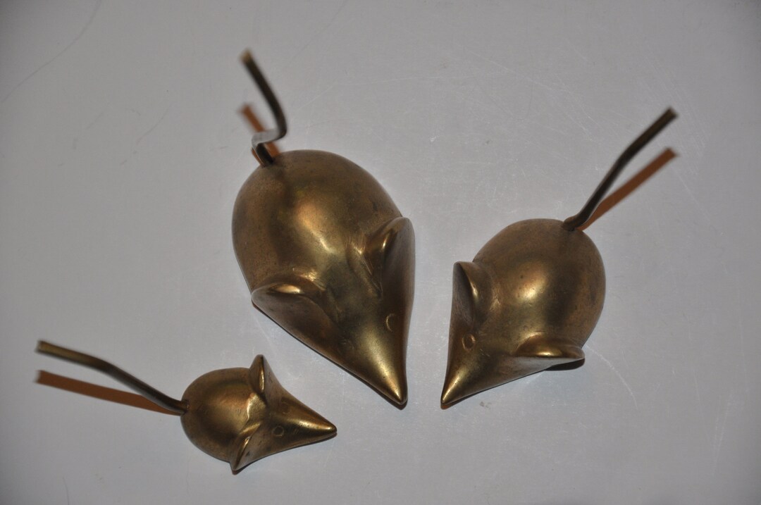 3 Vintage Brass Mouse Figurines Animal Figure Receipt Holder - Etsy
