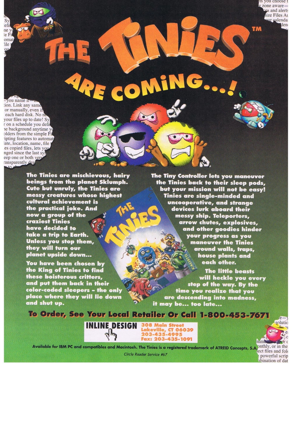 Rare 1993 the Tinies Vintage Computer PC Video Game Ad - Etsy