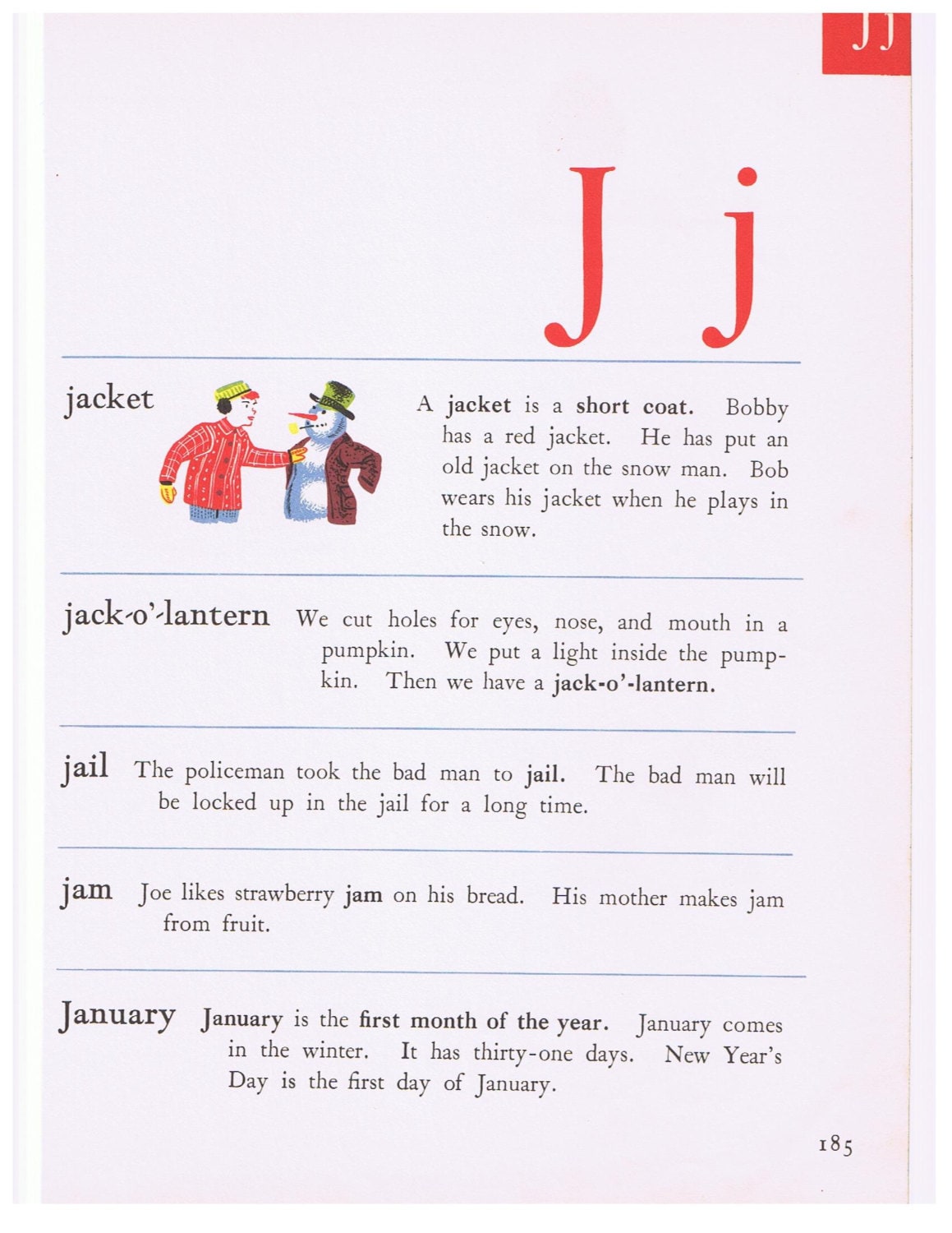 Letter J Vintage ALPHABET Full Page Children's Book - Etsy