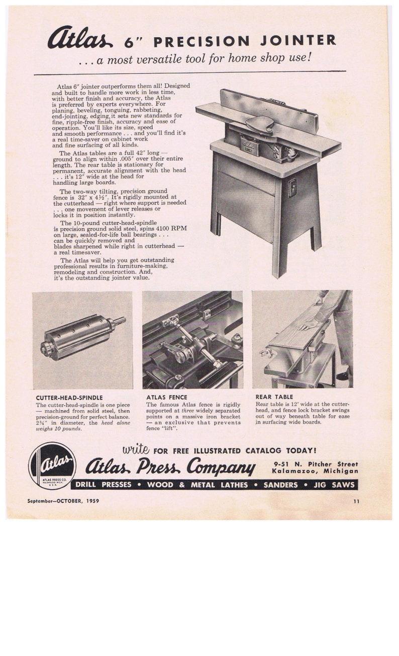 5x 1950s Atlas Table Saw Power Tools Antique Tool | Etsy