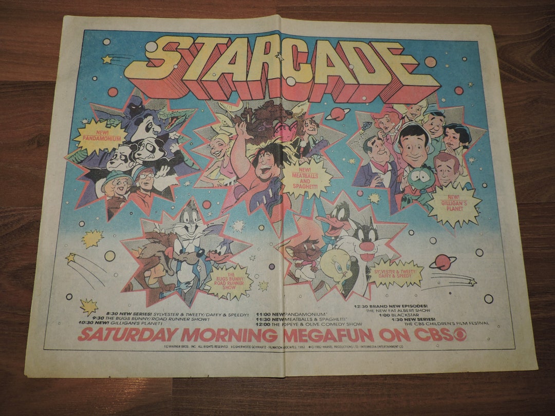 1982 Starcade Saturday Morning Cartoons on CBS Vintage 2-page Print ...