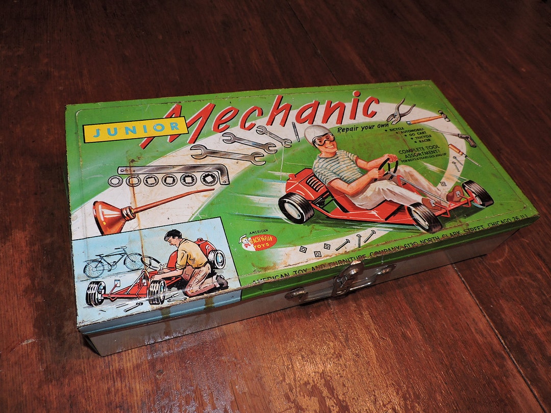 1950s Junior Mechanic Metal Toy Box With Hinged Lid & Latch - Etsy