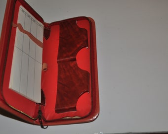 1969 Red VINYL CARD CASE, Double Deck Playing Card Case With Snap ...