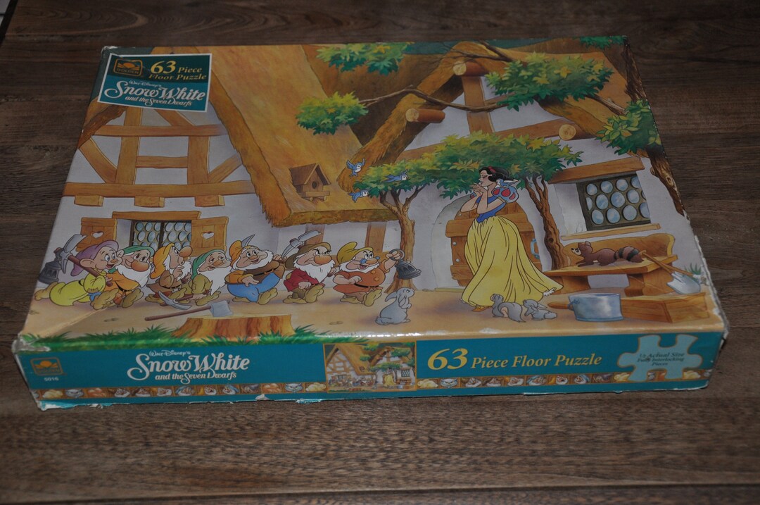 Vintage Snow White Seven Dwarfs 63 Piece Floor Puzzle Walt Disney ...