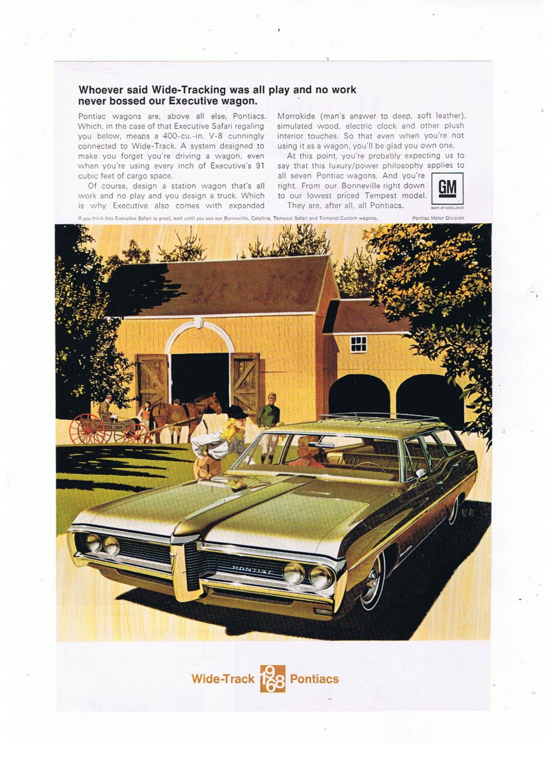 1968 GM Wide-track Station Wagon Pontiacs Vintage Car Advertisement - Etsy