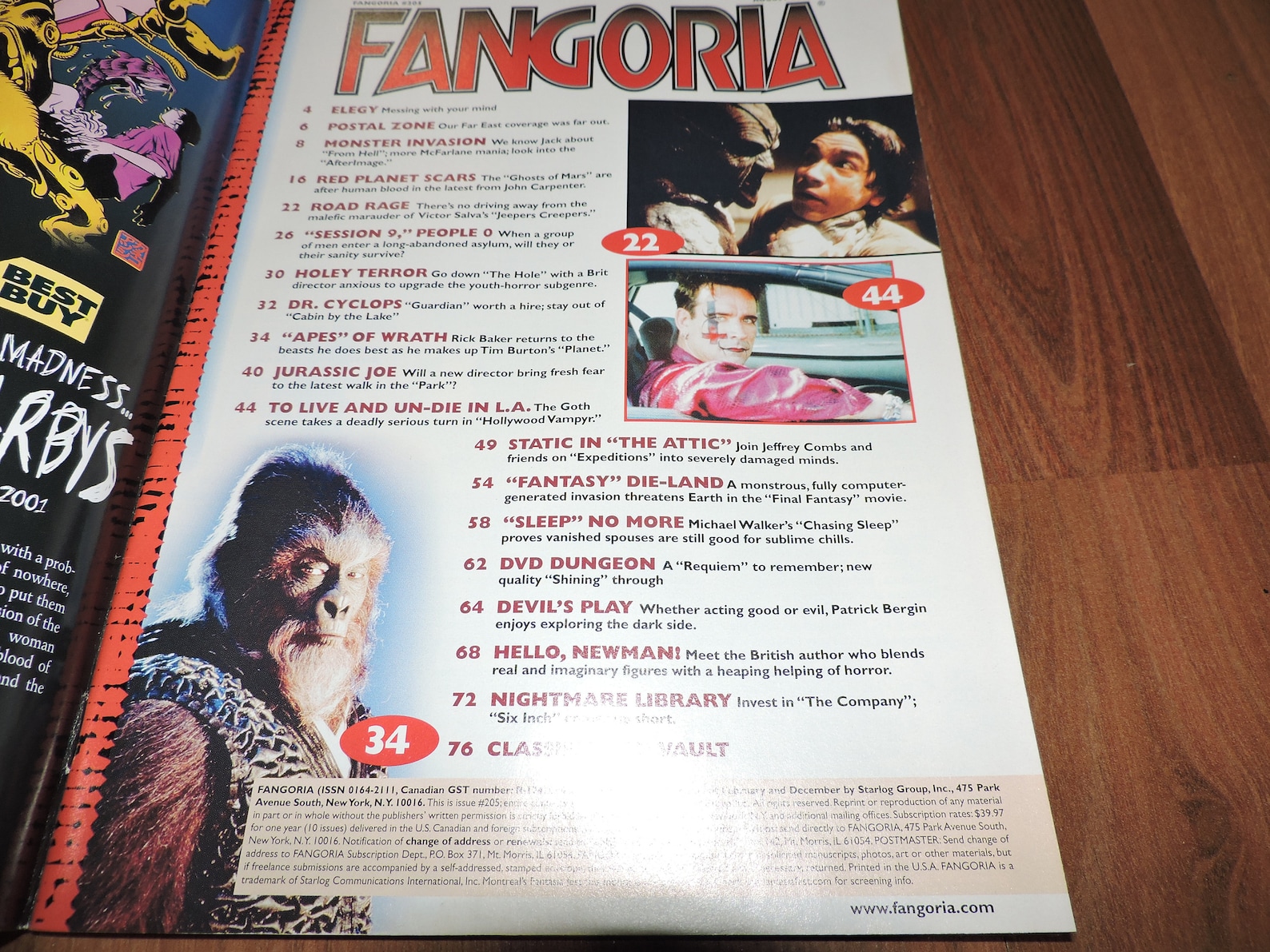 FANGORIA Horror Entertainment Magazine Issue #205 2001 Planet of the ...