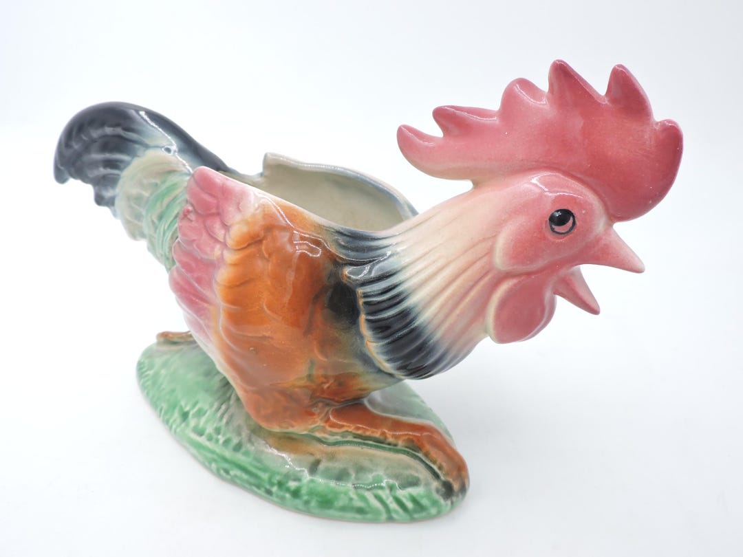 Rooster Vase Planter Vintage Animal Figurine Ceramic Flower Pot Plant ...