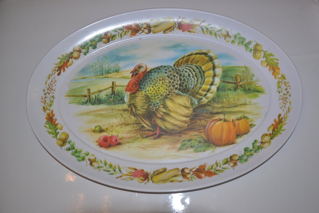 Vintage Turkey Platter Hard Plastic Melamine Holiday Serving Tray - Etsy