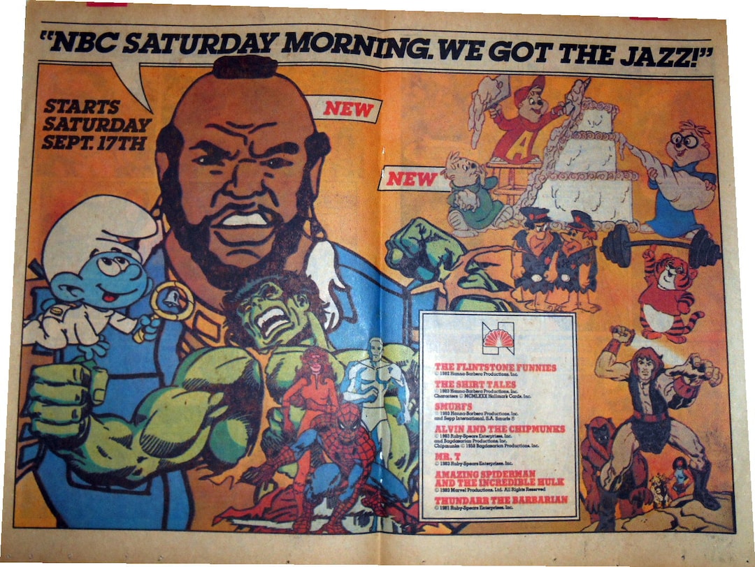 2 Page 1983 NBC Saturday Morning Cartoon Shows Vintage TV Ad Mr T ...