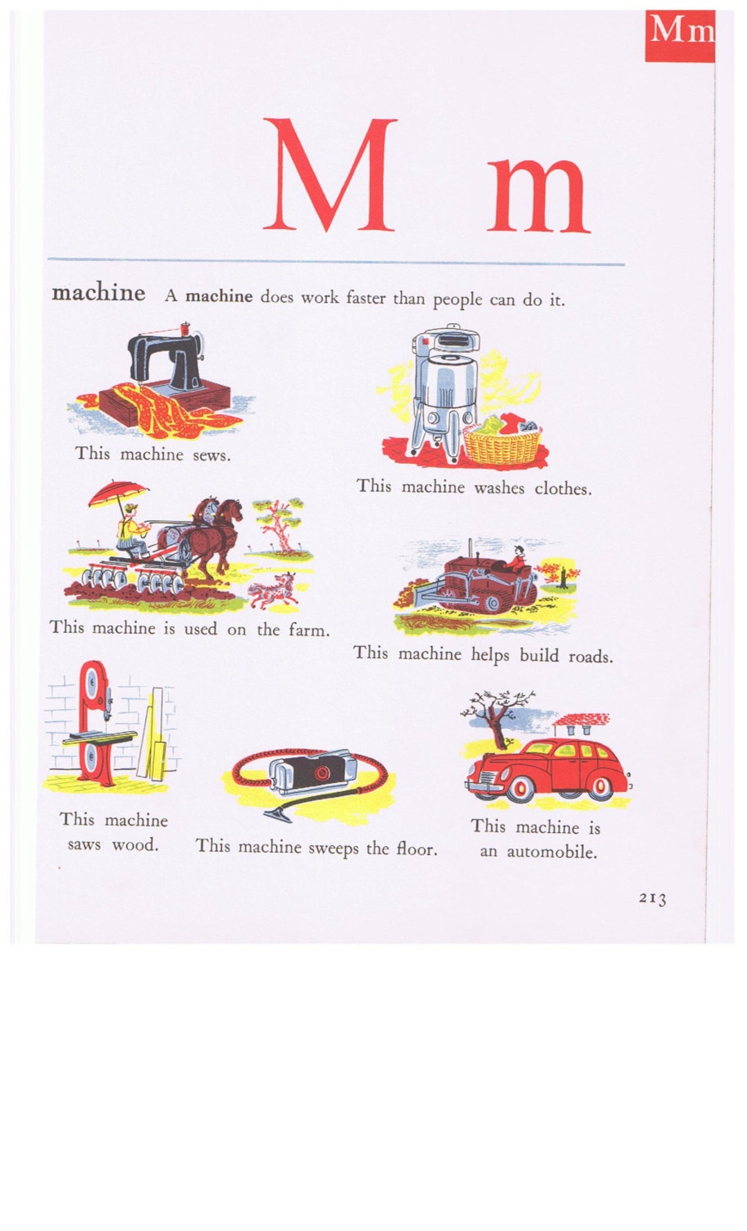 Letter M Vintage ALPHABET Full Page Children's Book Illustration - Etsy