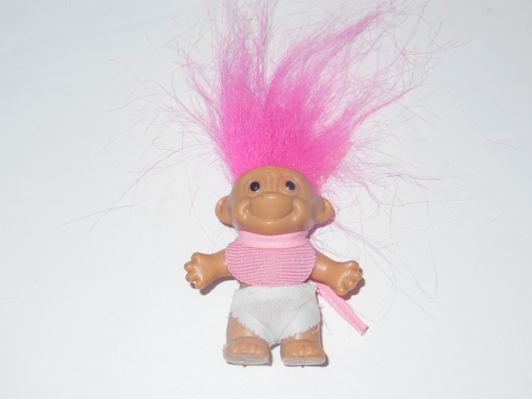 Vintage Baby Troll in Pink Bib and Diaper - It's A Girl ! - Etsy