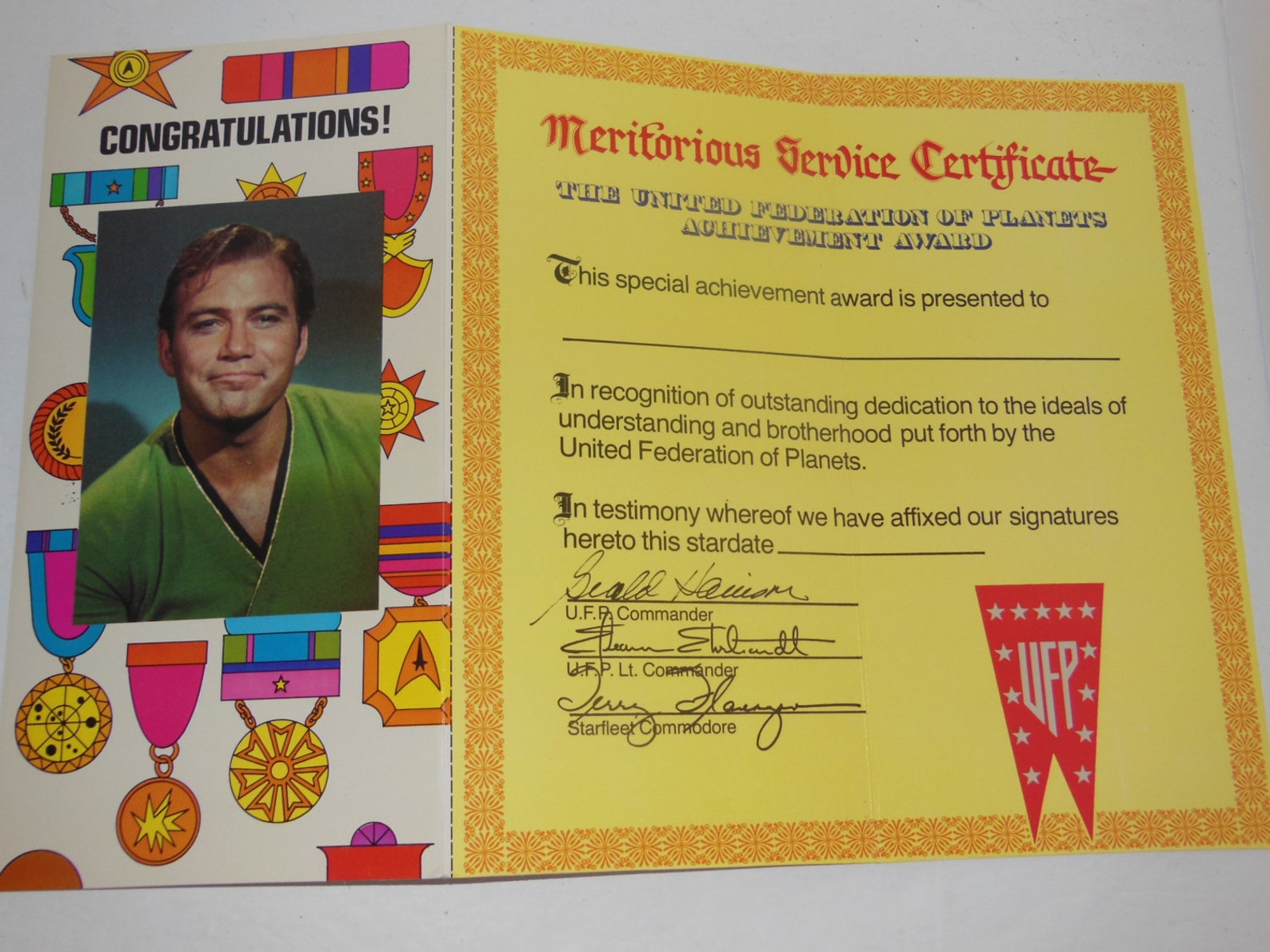 1976 Large Star Trek Congratulations meritorious Service | Etsy