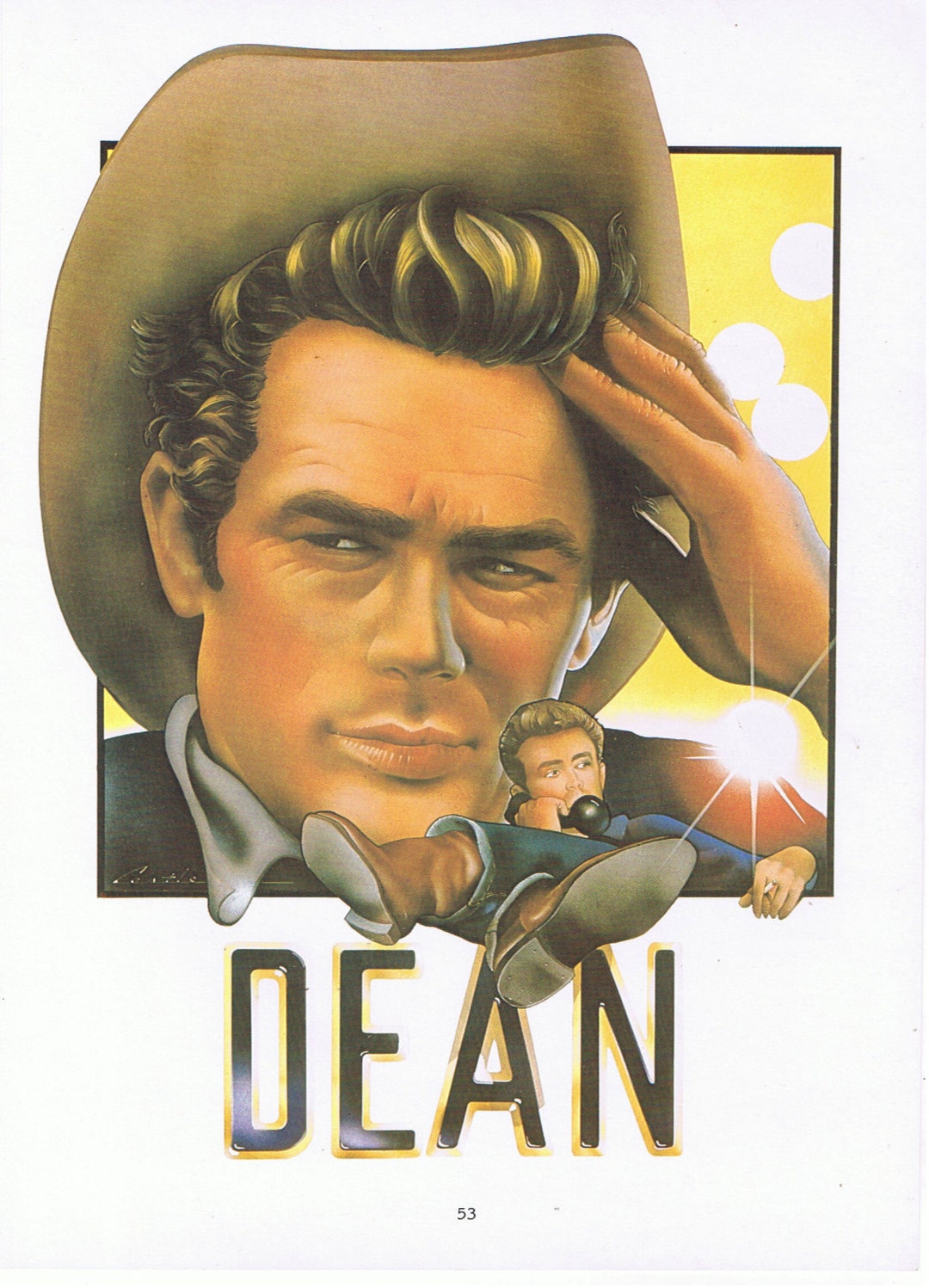 2 Sided 1980 Pinup Airbrush Art Print James Dean / Johnny Cash by ...