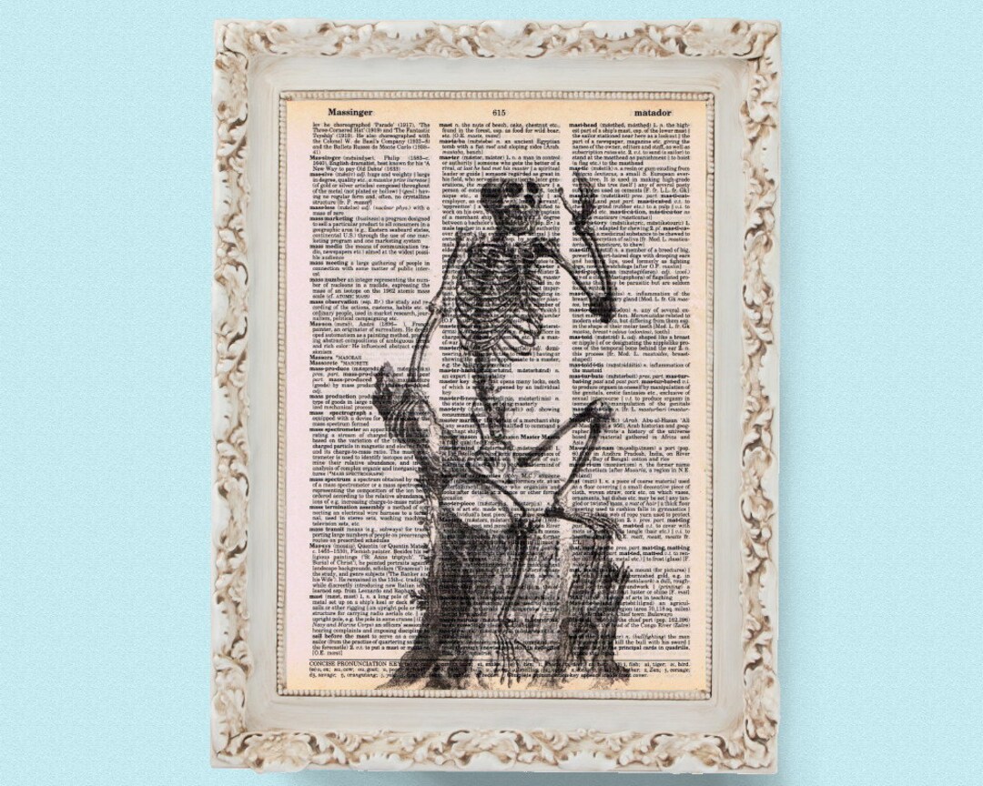Affe-SKELETON - auf alten Wörterbuch Seite gedruckt - Etsy Österreich