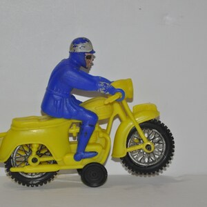 Vintage Plastic Motorcycle Toy With Trick Rider - 4” Long Yellow and ...
