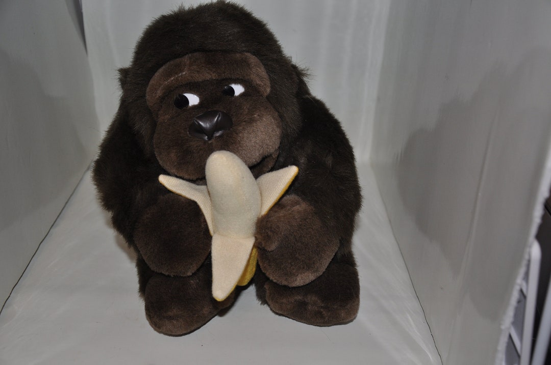 Vintage 1980's Embrace Gorilla With Banana Plush Stuffed Animal 8 ...