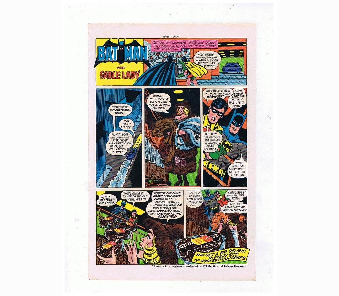 3x Ads Lot - 1978 Batman and Sable Lady Hostess Cupcakes & 1980s Batman ...