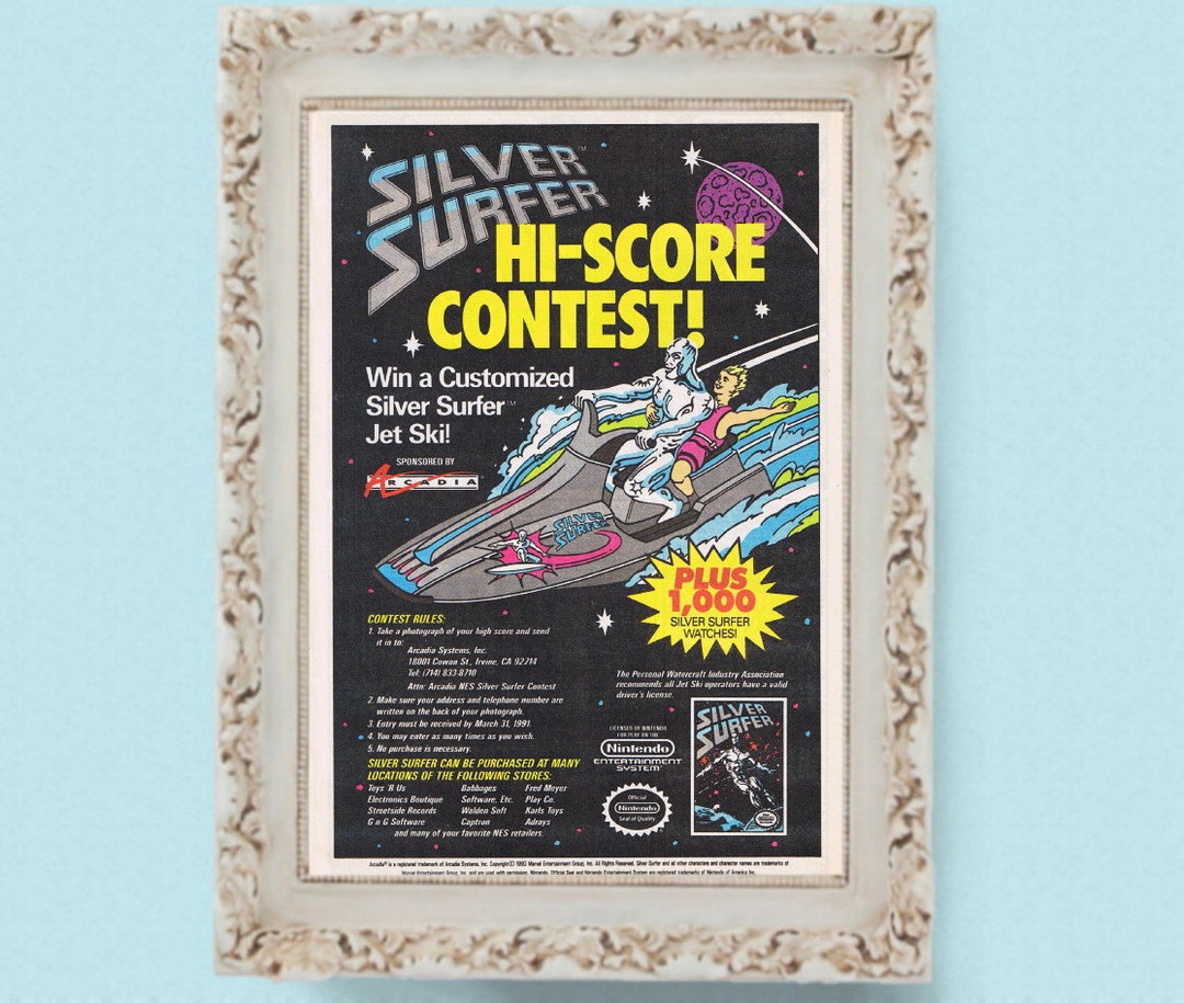 5x 1980s / 1990s Silver Surfer Ads NES Nintendo Video Game Contest ...